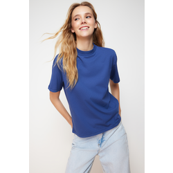 Trendyol Indigo 100% Cotton Basic High Neck Knitted T-Shirt - Ceneje.si