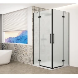 TRINITY BLACK pravokotni paravan 1100x1000 mm, vogal, mat steklo ...