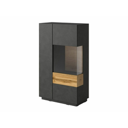 Vitrina Austin M102 Matera siva, Wotan hrast, S vratima, 139x80x40cm - Jeftinije.hr