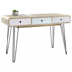 Carryhome PISALNA MIZA kovina, leseni material siva, črna, bela, hrast ...