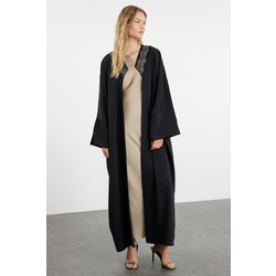 Trendyol Black Embroidery Accessory Detailed Woven Cap & Abaya & Abaya ...