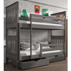 Drveni dječji krevet na kat Bruno s ladicom - grafit - 190*90 cm ...