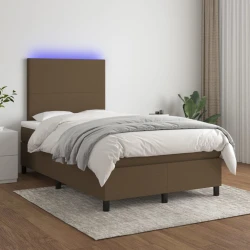 vidaXL Krevet box spring s madracem LED tamnosmeđi 120x200 cm tkanina - Jeftinije.hr