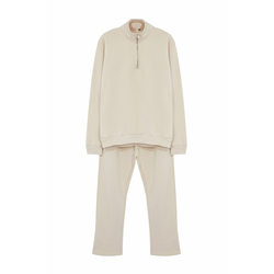 Trendyol Beige Oversize/Wide Cut High Collar Zippered Basic Tracksuit ...