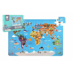 Puzzle Mapa Sveta 38x57cm 48 dijelova u kutiji 30x21x4cm - Jeftinije.hr