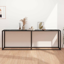 Vidaxl Konzolna mizica črn marmor 220x35x75,5 cm kaljeno steklo - Ceneje.si