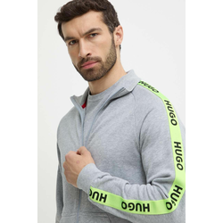 Homewear pamučna dukserica HUGO boja: siva, s aplikacijom - Jeftinije.hr