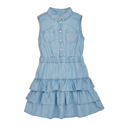 Guess Kratke obleke LYOCELLE SLUB DENIM Modra - Ceneje.si