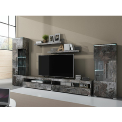 Set za dnevni boravak Austin AF102 Tamni beton, S tv stol, S dodatnom opremom, Pojedini dijelovi ...