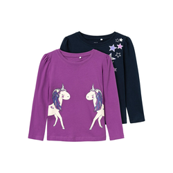 NAME IT Majica ''ROSELIN'', safirno plava / orhideja bijela / srebro ...