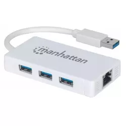Manhattan Manhattan USB 3.0 razdjelnik s 3 porta s Gigabitnim Ethernet ...