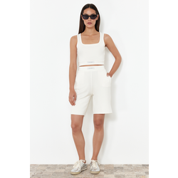 Trendyol Ecru Label Detailed Soft Textured Flexible Knitted Top and ...