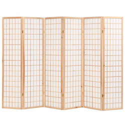 Zložljiv 6-delni paravan japonski stil 240x170 cm naravne barve - Ceneje.si