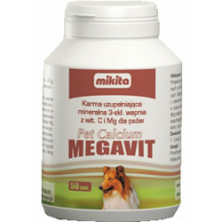 MIKITA Pet Calcium Megavit - lijek, vitaminsko - mineralna za pse 50tab ...