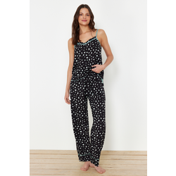 Trendyol Black 100% Cotton Floral Rope Strap Woven Pajama Set - Ceneje.si