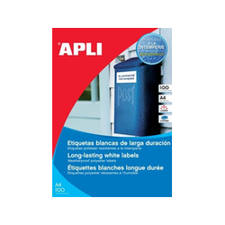 Apli 2 pálás weatherproof label, 99.1x38.1 mm, kerekítt sarkú, fehér ...