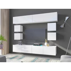 Set za dnevni boravak PGH27, Boja: Bijela + sjajni bijeli - Jeftinije.hr