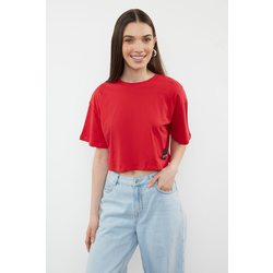 Trendyol Red 100% Cotton Relaxed/Comfortable Fit Woven Label Detailed ...