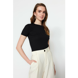 Trendyol Black Half Sleeves Knitted Body Tunic With Snap Fastener ...