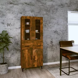 vidaXL Visoka komoda dimljen hrast 69,5x34x180 cm inženirski les ...
